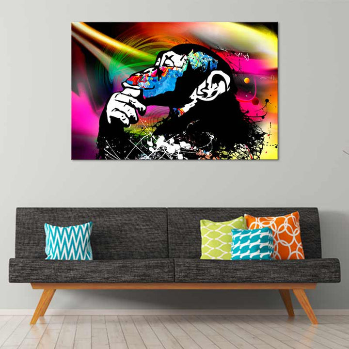 Tableau Singe Multicolore | Toile imprimée d'un primate coloré