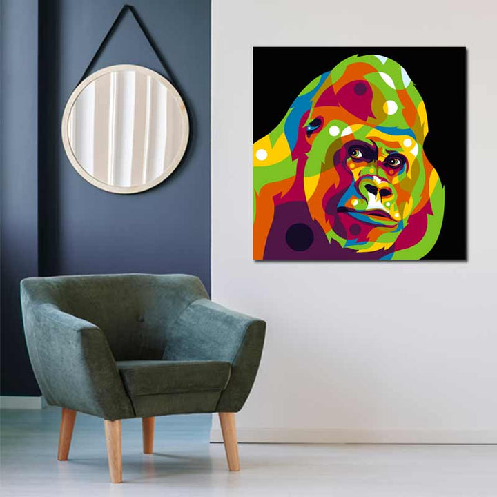 Tableau Singe Multicolore | Toile imprimée d'un primate coloré