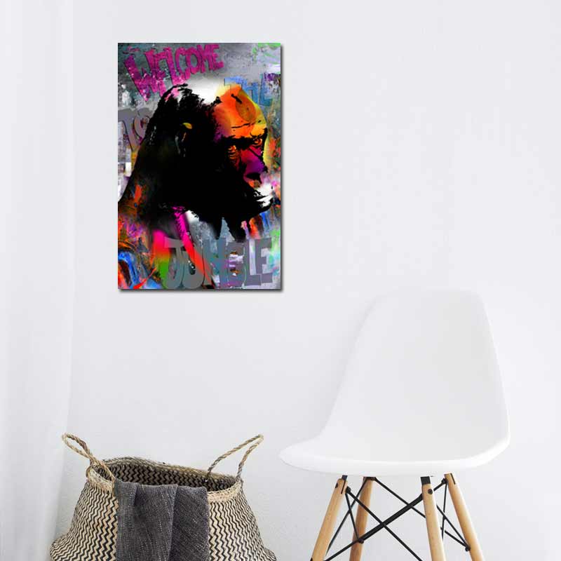 Tableau Singe Multicolore | Toile imprimée d'un primate coloré